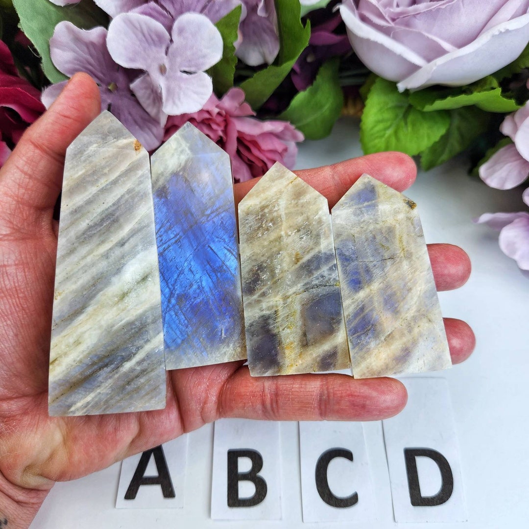 Moonstone Sunstone Purple Flash Tower Crystal Natural High Quality - Etsy