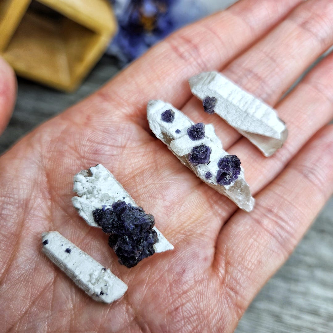 Blue Blueberry Fluorite Botryoidal White Quartz Cast Over Clear Quartz ...
