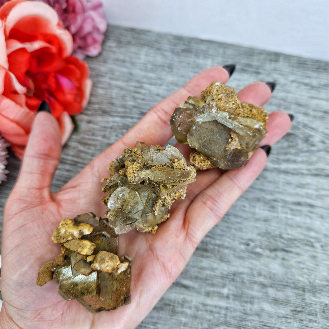 Golden Green Barite Peru Grams Statement Piece Super Rare Specimen ...