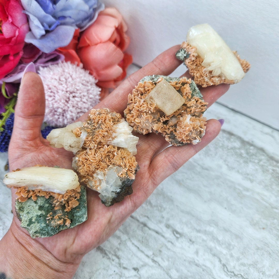 Heulandite Stilbite Celadonite Calcite Pink Peach Orange White UV ...