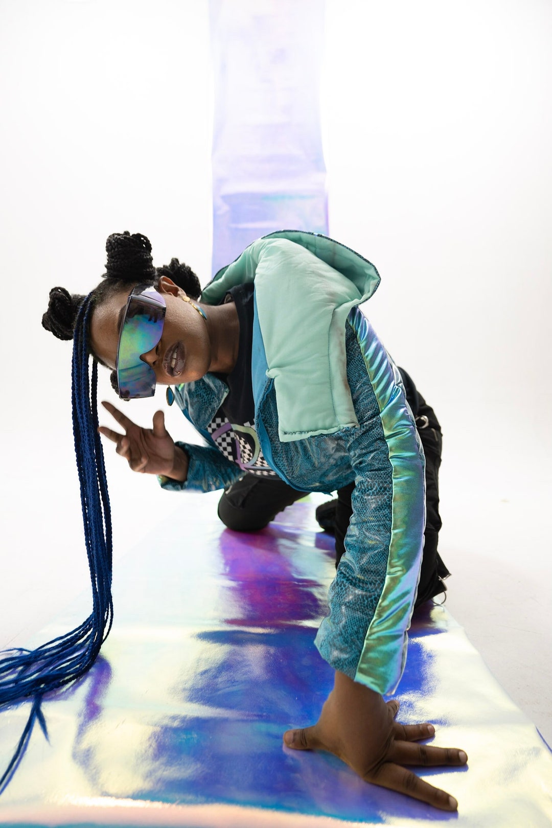 BLUE HOLOGRAPHIC Mooncandy Jacket - Animal Print - Blue Holographic ...