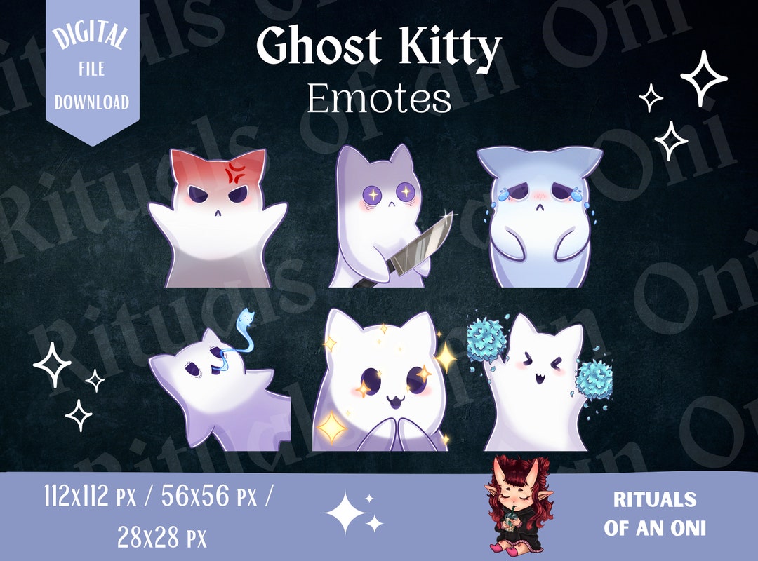 Niedliche Geist Kitty Emotes, Katzen Emotes für Twitch Discord oder ...
