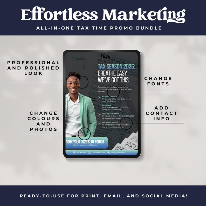 Tax Prep Flyer 2026, Editable Canva Template for Tax Services, Income ...