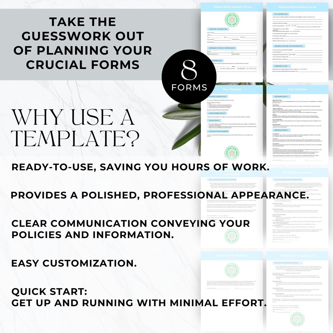 Pet Grooming Release Forms, Salon Client Intake Form, Consent and ...