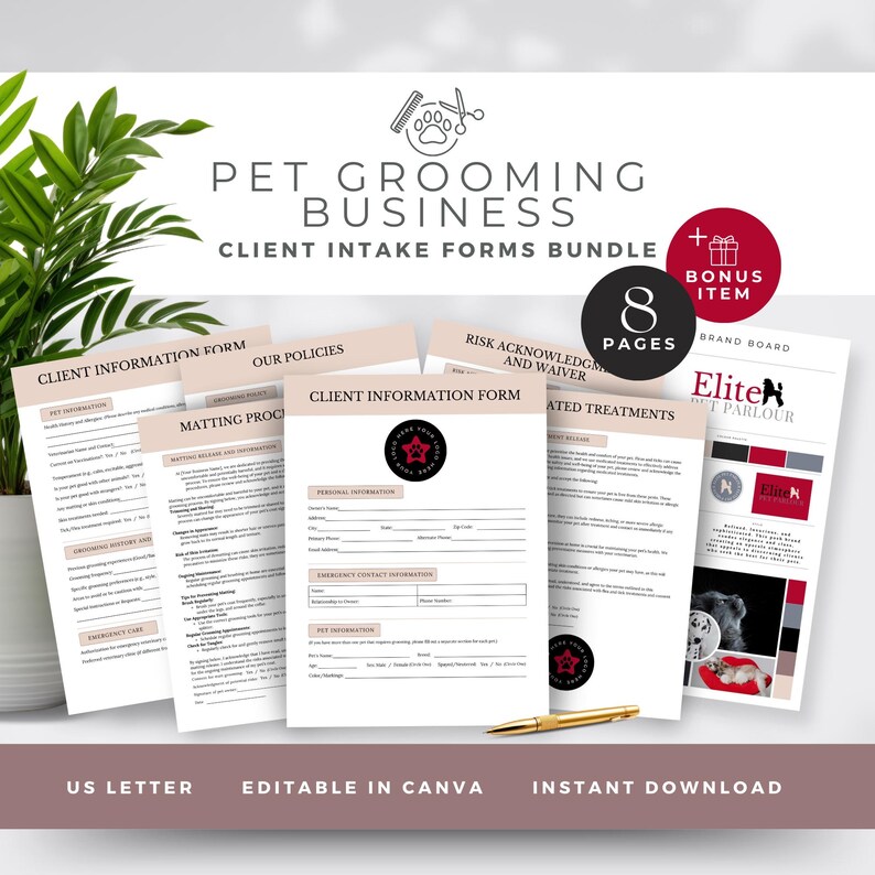 Pet Grooming Release Forms, Salon Client Intake Form, Consent and ...