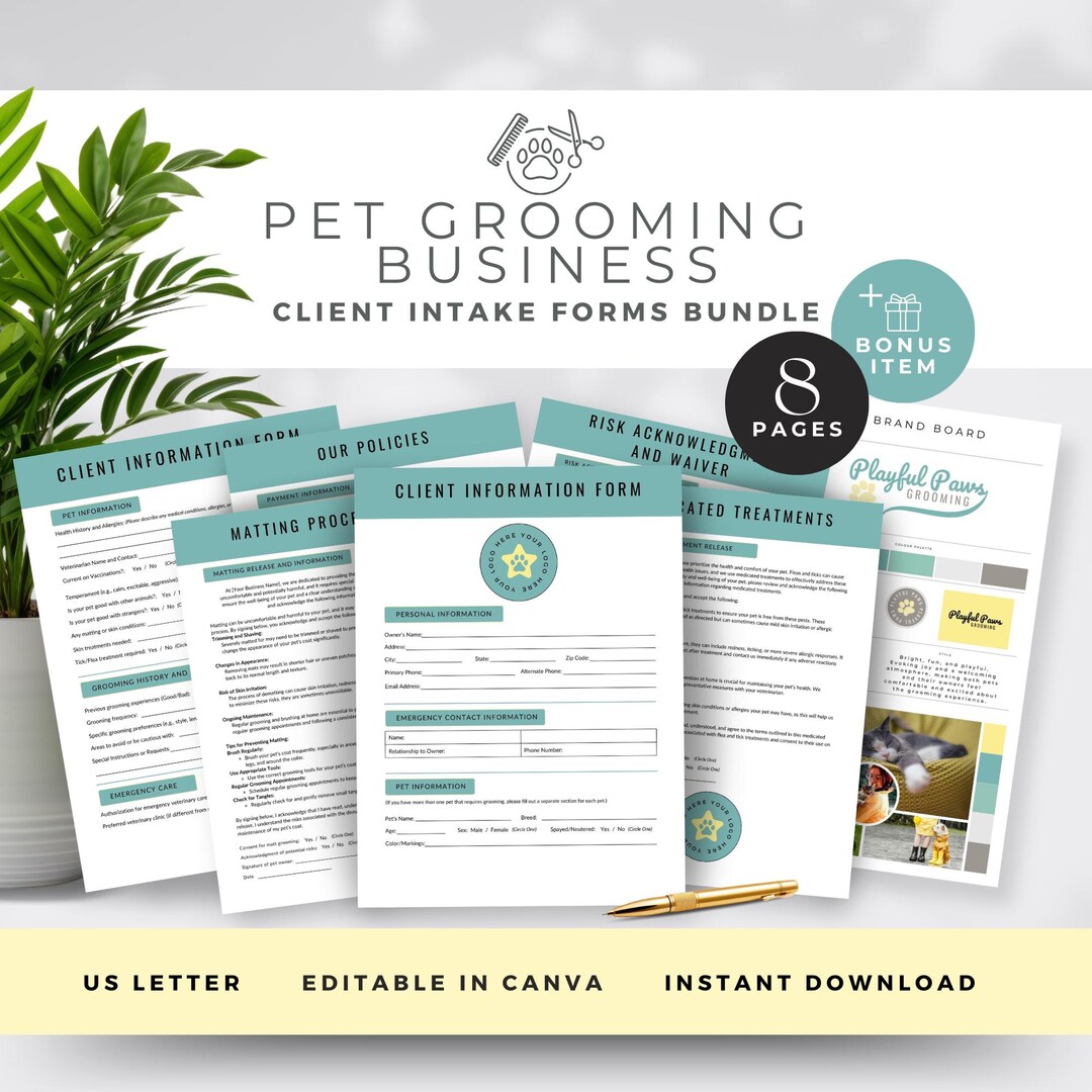 Pet Grooming Release Forms, Salon Client Intake Form, Consent and ...