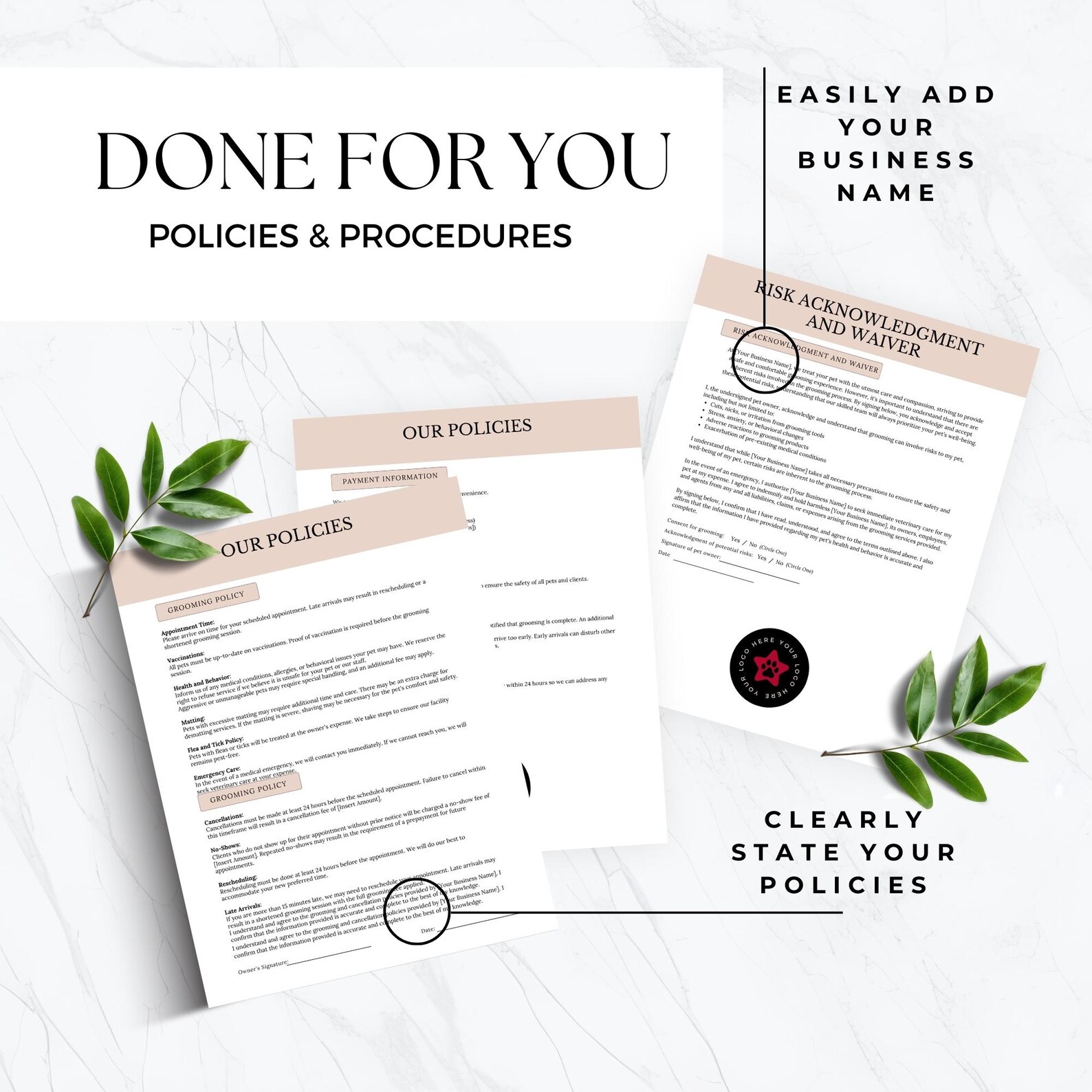 Pet Grooming Release Forms, Salon Client Intake Form, Consent and ...