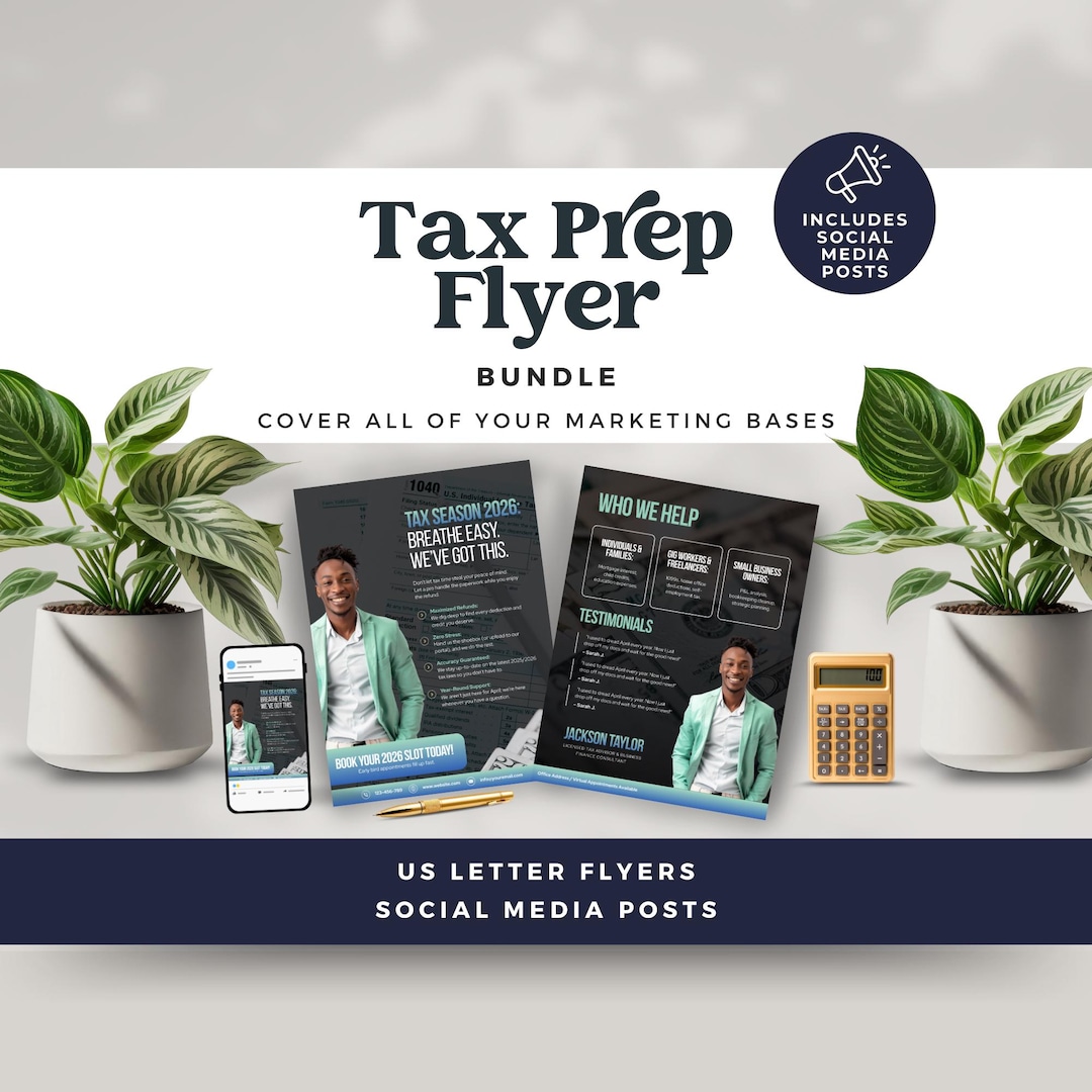 Tax Prep Flyer 2026, Editable Canva Template for Tax Services, Income ...