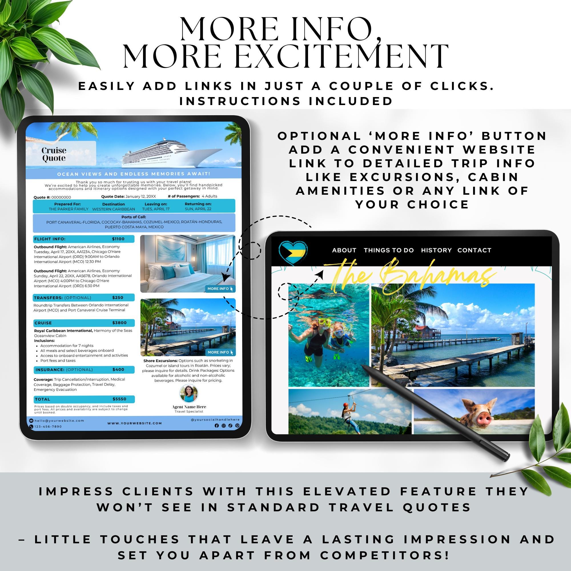 Travel Agent Cruise Quote Template, Customizable Vacation Digital ...
