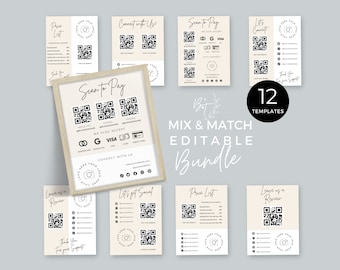 Editable Small Business Sign Bundle, Price List, Scan to Pay, Printable ...