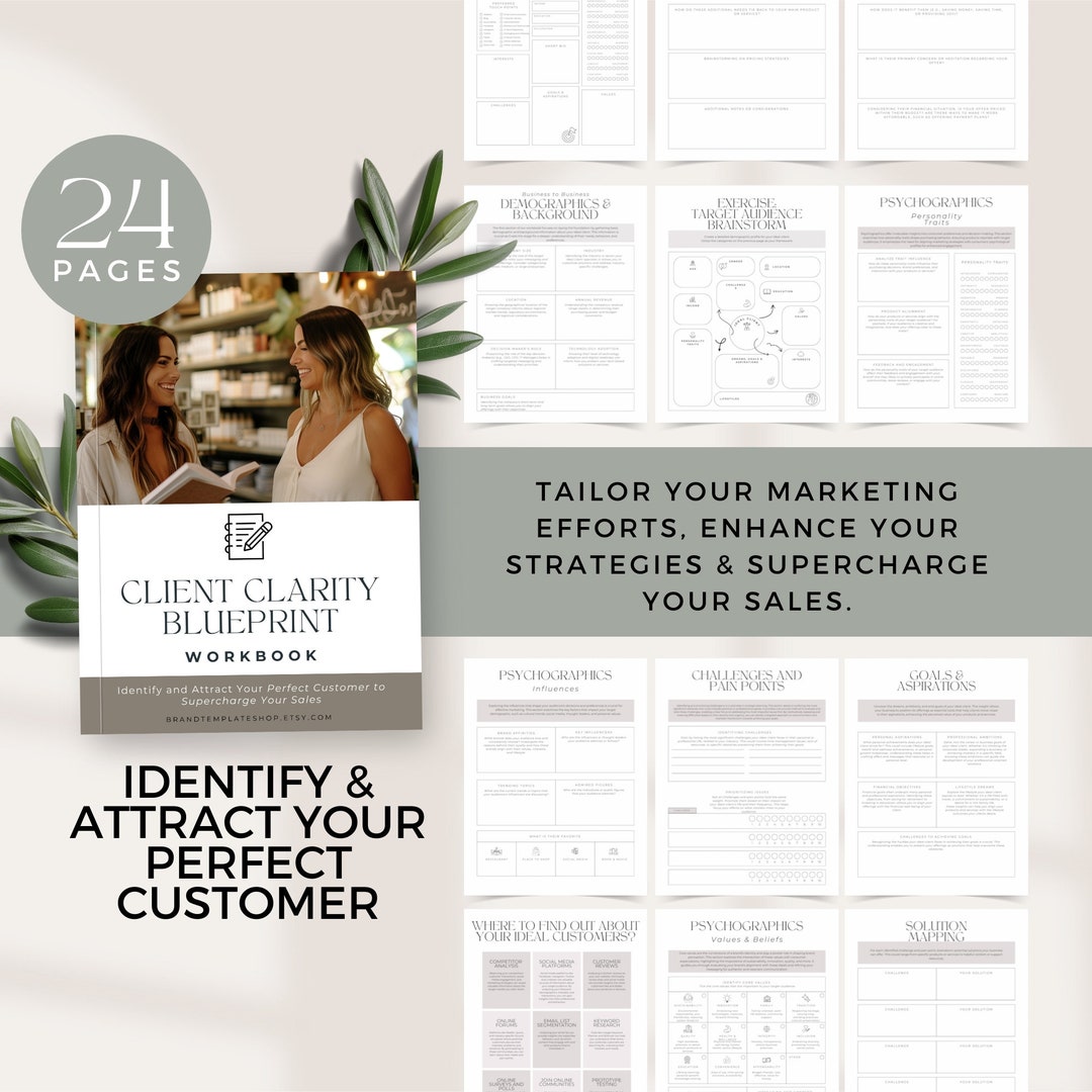 Ideal Client Workbook, Target Audience Worksheet, Customer Avatar ...