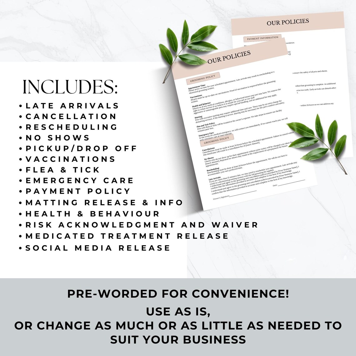 Pet Grooming Release Forms, Salon Client Intake Form, Consent and ...