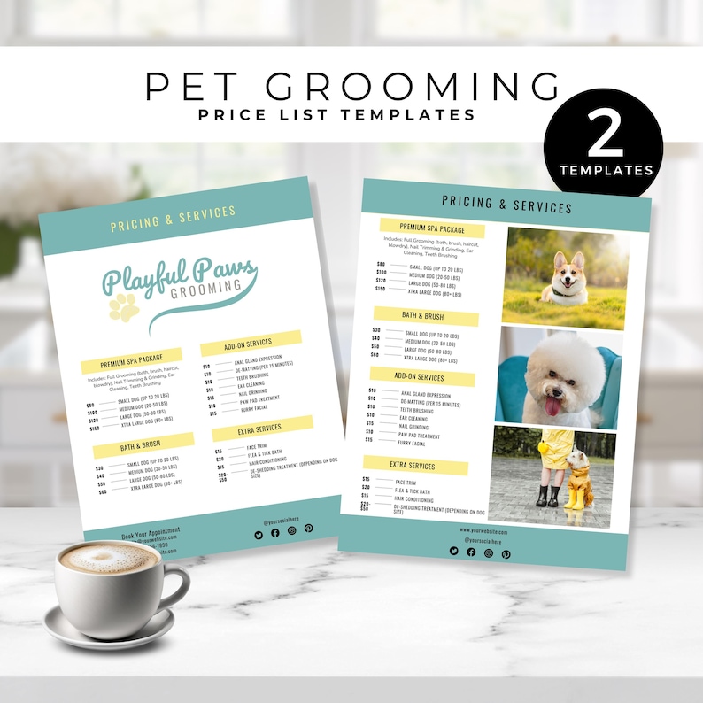 Dog Grooming Price List, Editable Pet Salon Sign, Salon Menu, Groomer ...