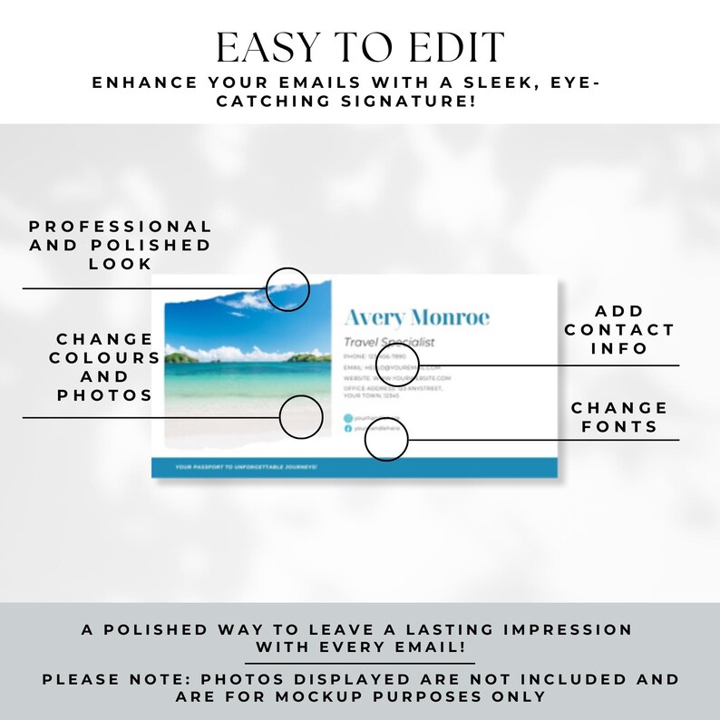 Travel Agent Email Signature, Clickable Social Media Icons Website ...