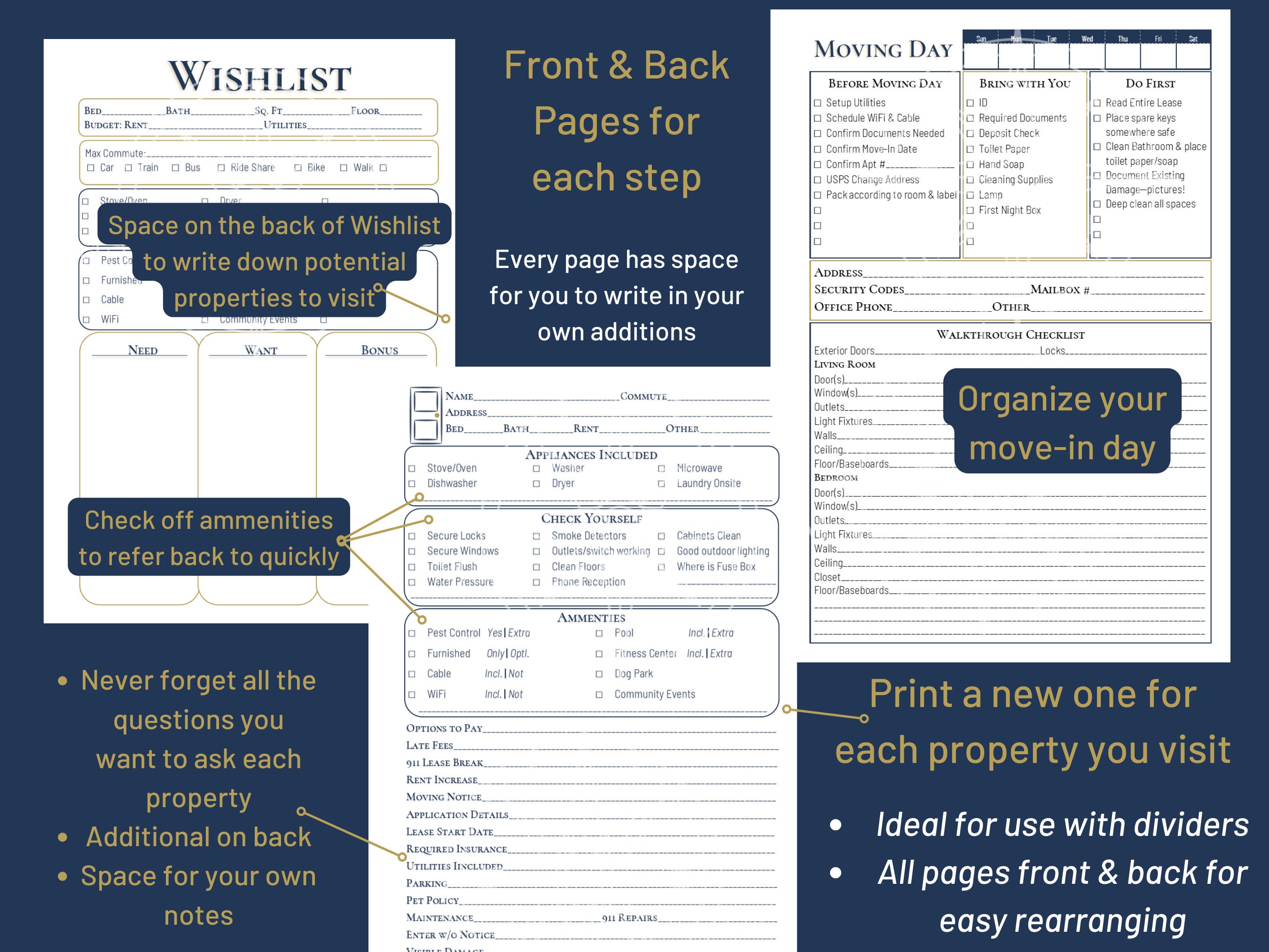 Apartment Hunting Planner Add-on Moving Planner Rental - Etsy
