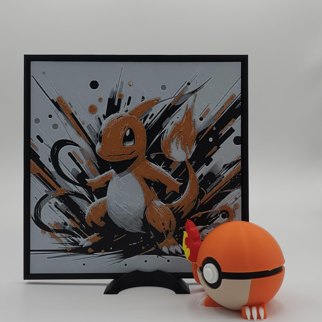 3D Charmander Pokémon Wall Art With Matching Pokéball Prop Nostalgic ...