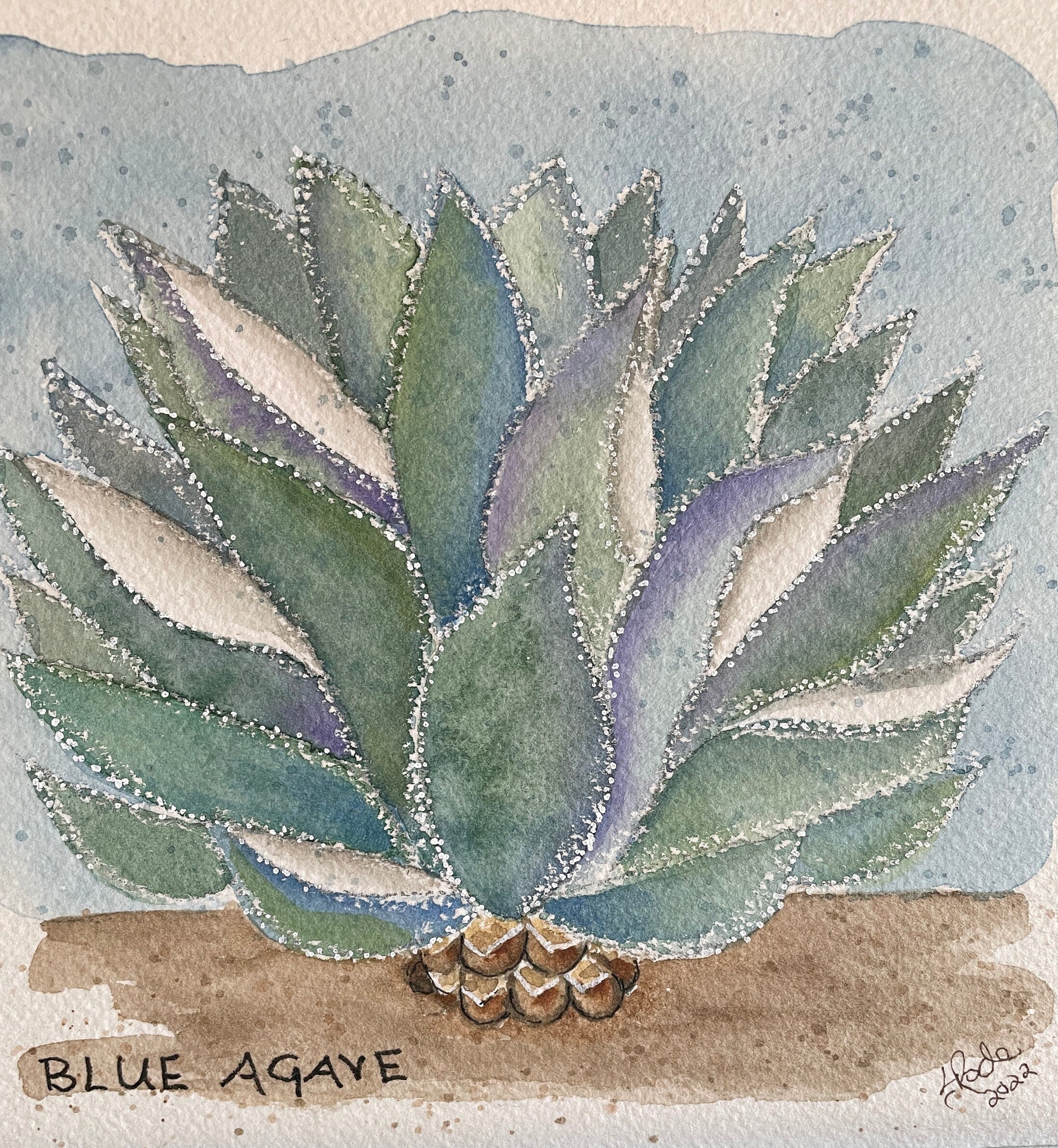 Agave Succulent Wood Block Art Watercolor Hand Painted - Etsy