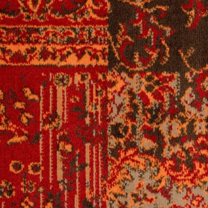 Warm Red Brown Patchwork Rug Soft Value Floral Living Room Bedroom Area ...