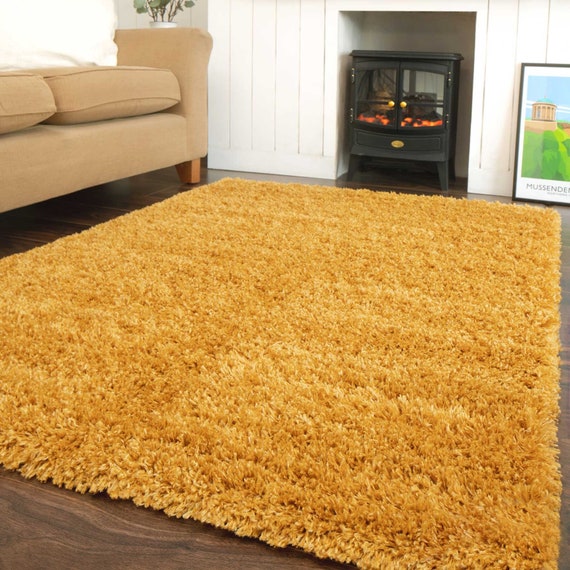 Yellow Ochre Super Soft Shaggy Rug Warm Living Area Bedroom - Etsy UK