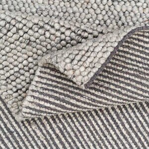Grey Pebble Textured Wool Living Room Rug Luxury Thick Cosy Bedroom ...