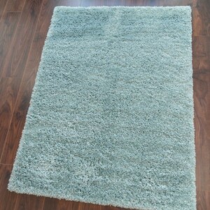 Duck Egg Blue Super Soft Shaggy Rug Warm Living Area Bedroom Mat ...