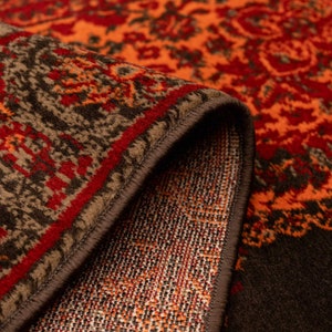 Warm Red Brown Patchwork Rug Soft Value Floral Living Room Bedroom Area ...