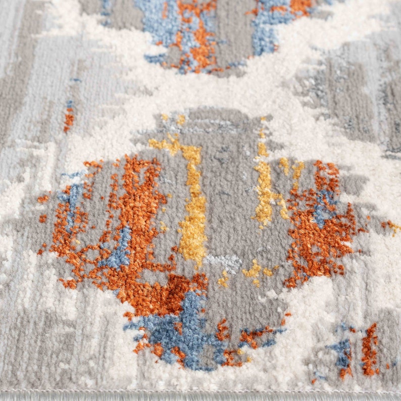 Grey Trellis Living Area Rug Blue Terra Distressed Bedroom - Etsy