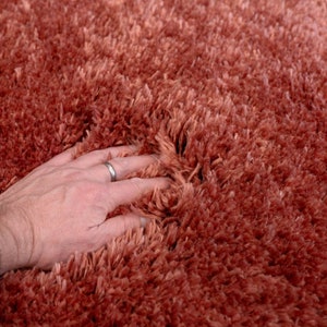 Deluxe Super Thick Terra Shaggy Rug Deep Terracotta Orange Shag Rugs ...