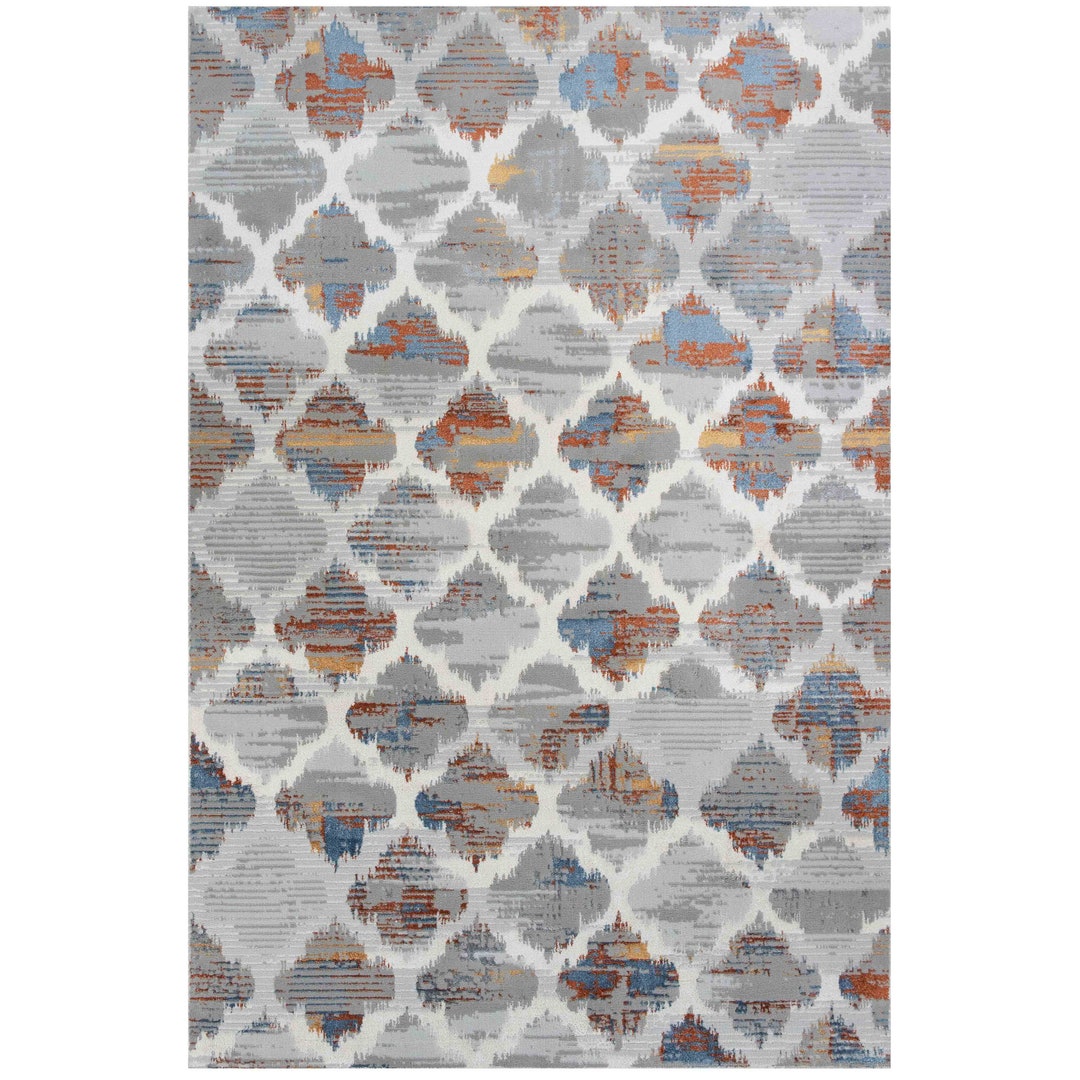 Grey Trellis Living Area Rug Blue Terra Distressed Bedroom Living Room ...