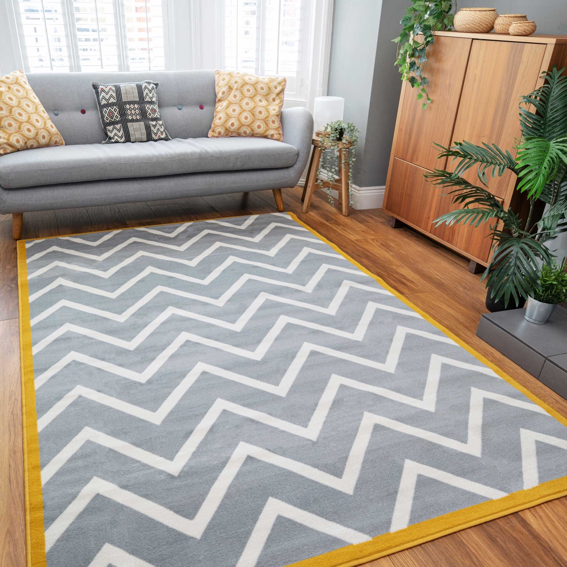 Gray And Yellow Chevron Bedroom
