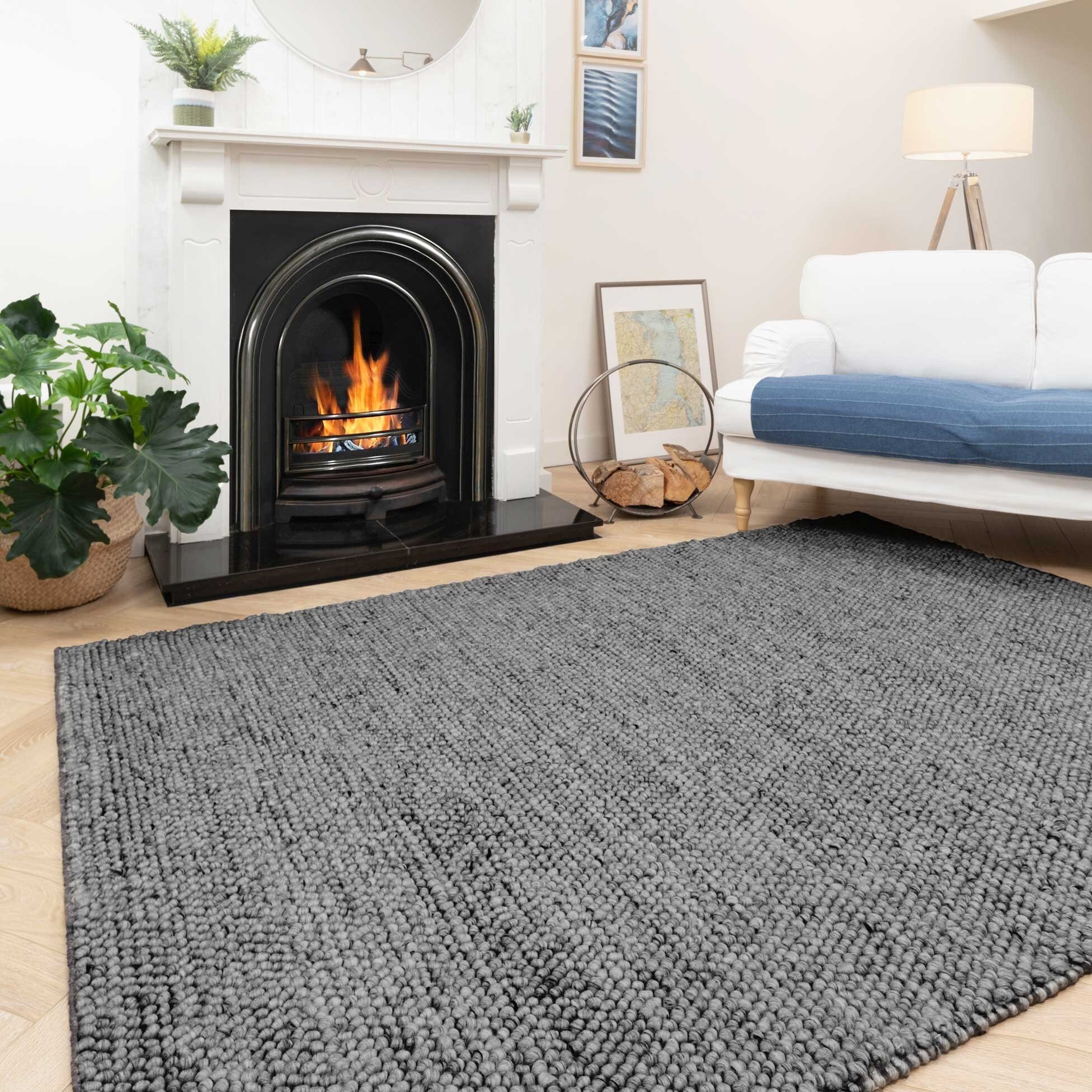Luxury Charcoal Grey Bobble Wool Rug Soft Cosy Bedroom Nursery - Etsy