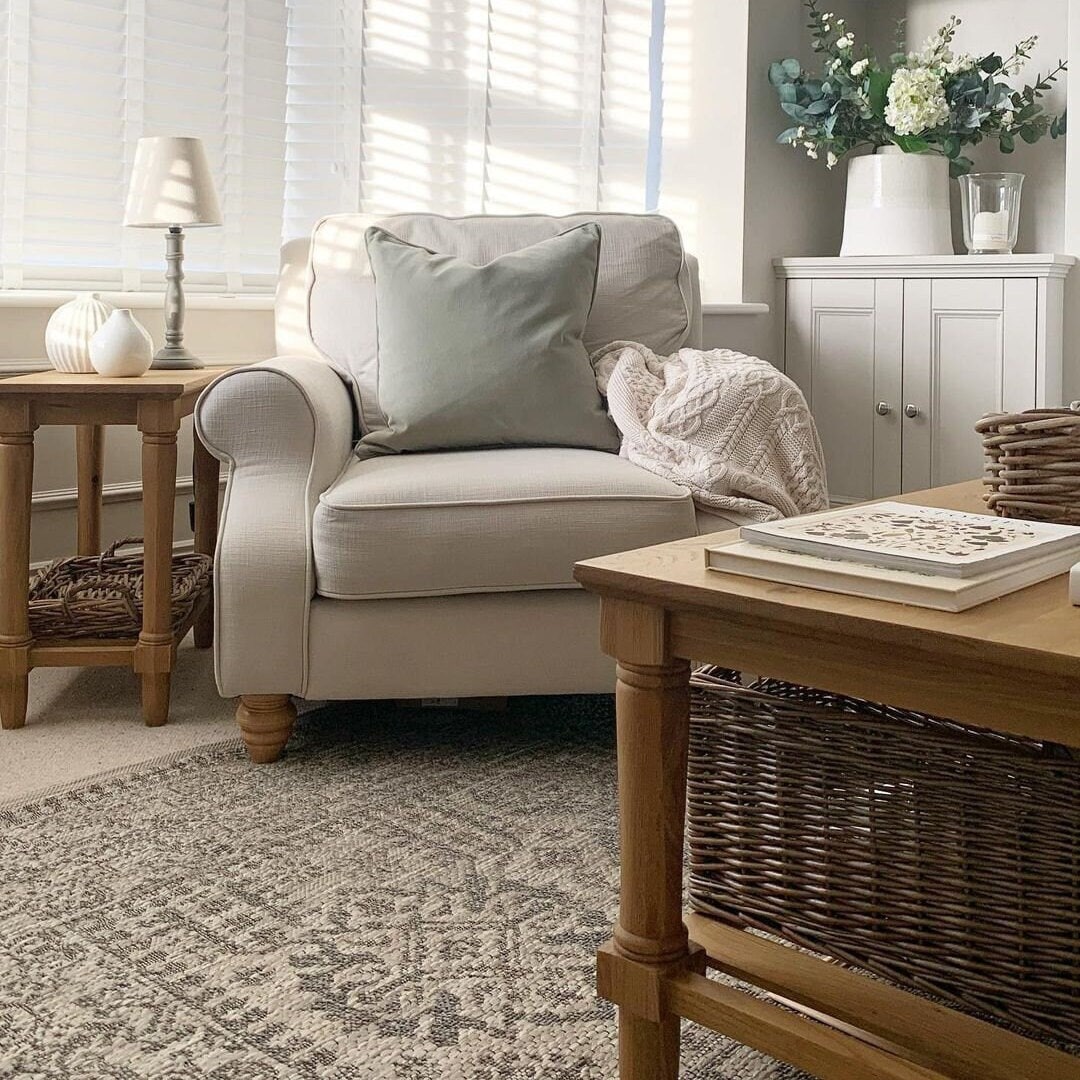 Traditional Bordered Medallion Greige Flatweave Rug Grey Beige Textured ...