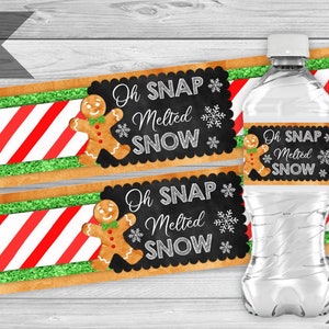 Gingerbread Christmas Water Bottle Labels, Christmas Party Wrappers ...