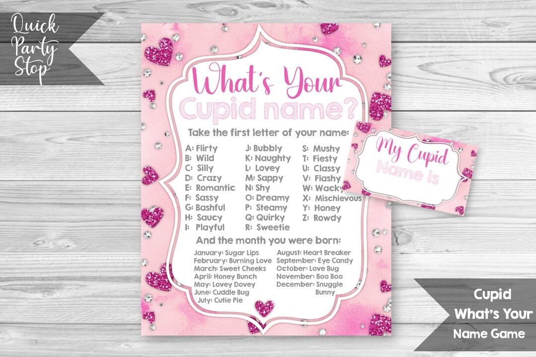 Cupid Name Game, What's Your Cupid Name, Valentine's Party Game ...