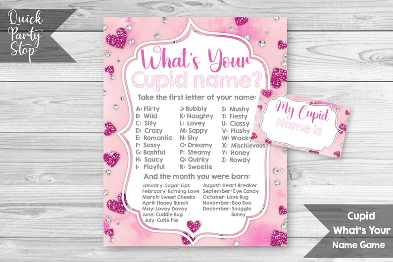 Cupid Name Game, What's Your Cupid Name, Valentine's Party Game ...