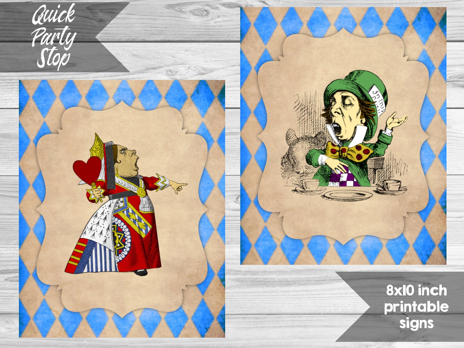 6 Alice in Wonderland Signs Old Alice Decorations Character - Etsy