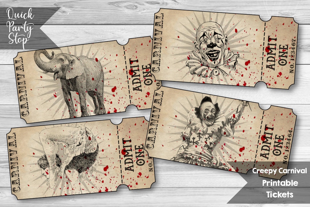 Creepy Carnival Ticket Printables, Vintage Circus Ticket Stubs ...