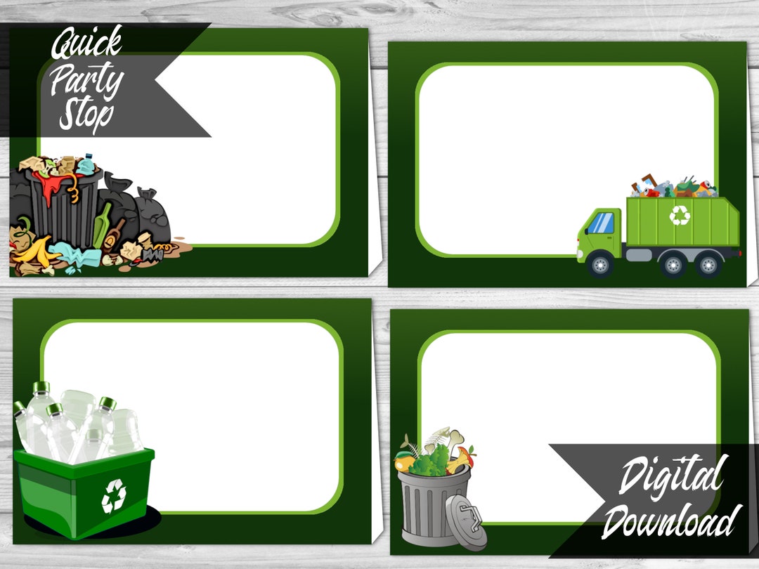 Garbage Man Food Tents Printable Trash Man Place Holders - Etsy