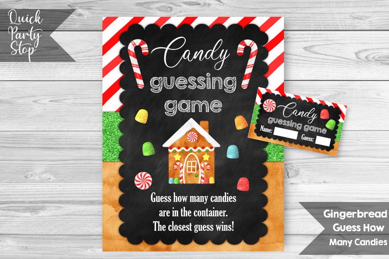 Gingerbread Guess How Many Candies Sign and Tickets, Gingerbread Cookie ...