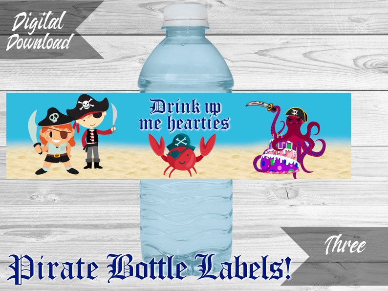 Pirate Water Bottle Labels! Digital Download - Etsy