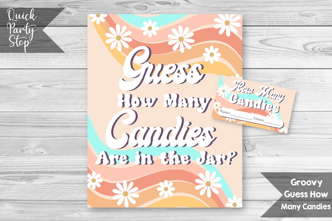 Groovy Guess How Many Candies Sign and Tickets, Hippie Birthday Party ...