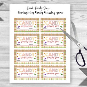 Thanksgiving Guess How Many Candies Sign and Tickets, Harvest Party ...