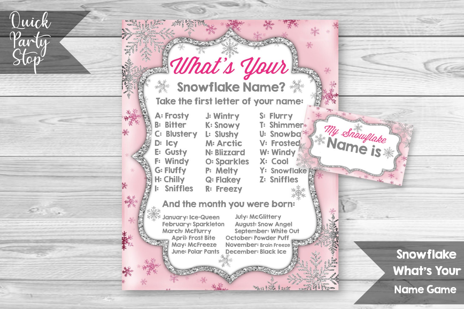 Snowflake Name Game, What's Your Snowflake Name, Winter Party Game ...