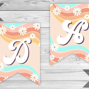 Groovy Happy Birthday Banner, Hippie Birthday Party, Pennant Banner ...
