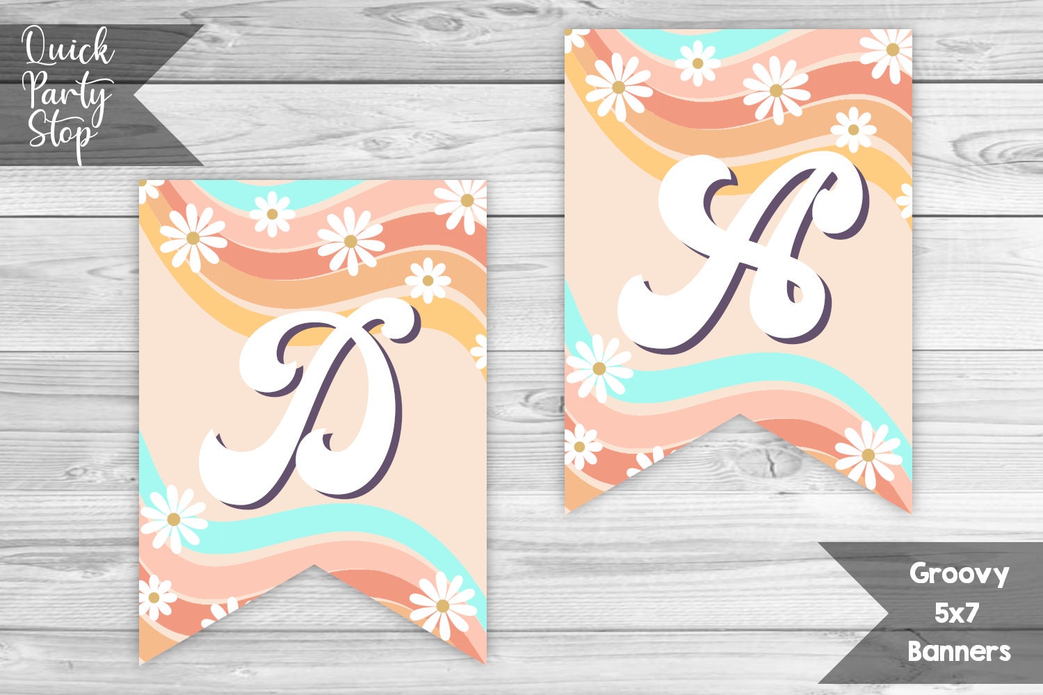 Groovy Happy Birthday Banner, Hippie Birthday Party, Pennant Banner ...