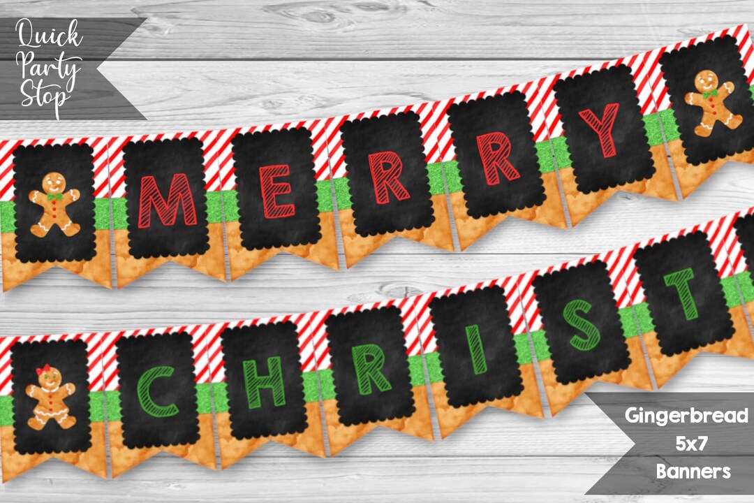 Gingerbread Christmas Banner, Merry Christmas Banner, Christmas Party ...