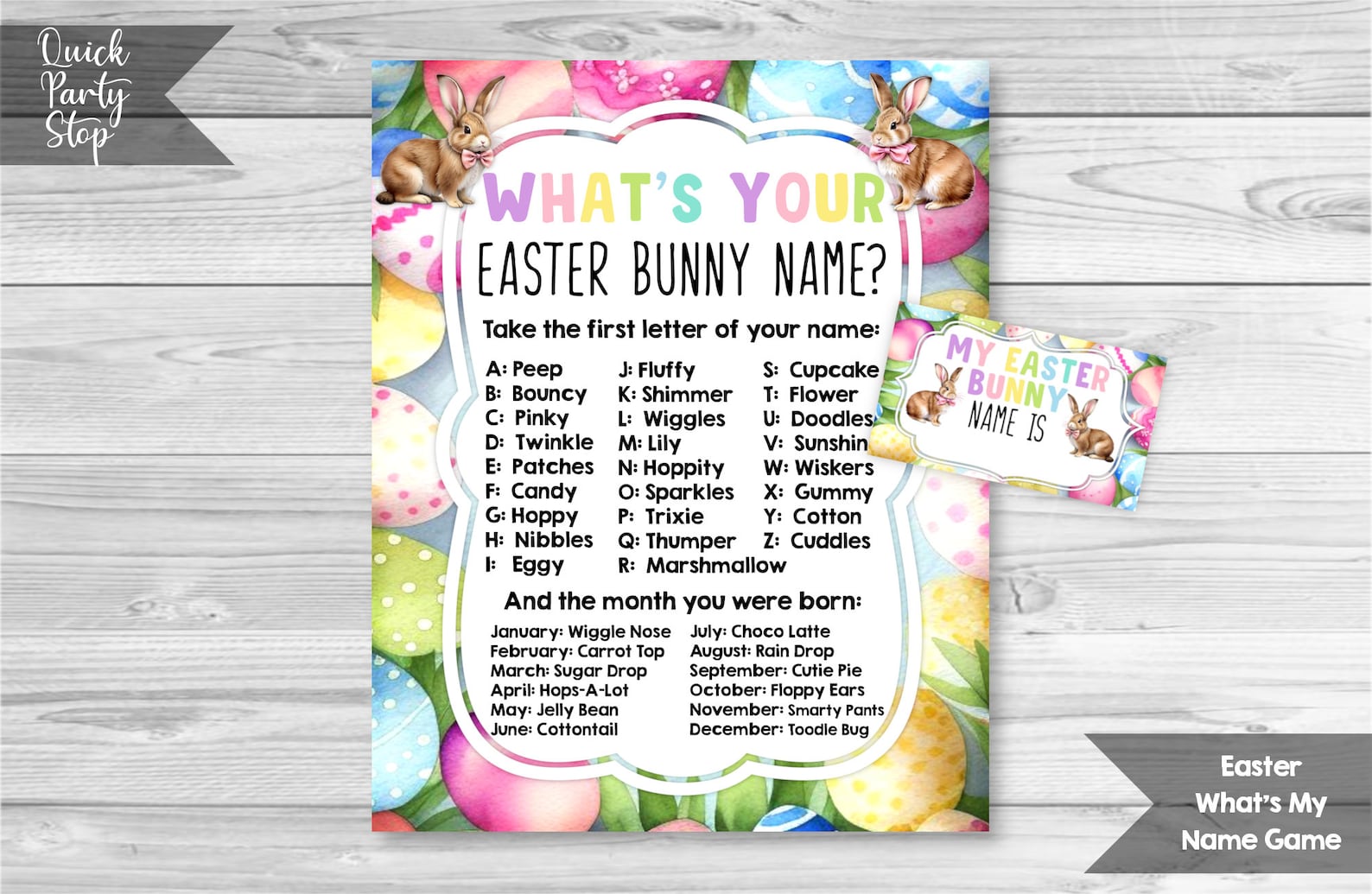 Easter Bunny Name Game, What's Your Easter Name, Easter Game, Printable ...