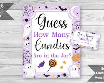 Little Boo Guess How Many Candies Sign and Tickets, Blue Halloween Baby ...