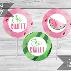 Watermelon Baby Shower Cupcake Toppers, Printable 2 Inch Cupcake ...