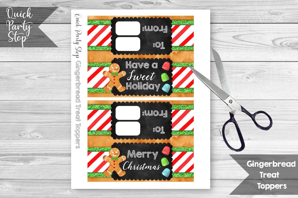 Gingerbread Treat Toppers, Christmas Goody Bag Topper, Sweet Holiday ...